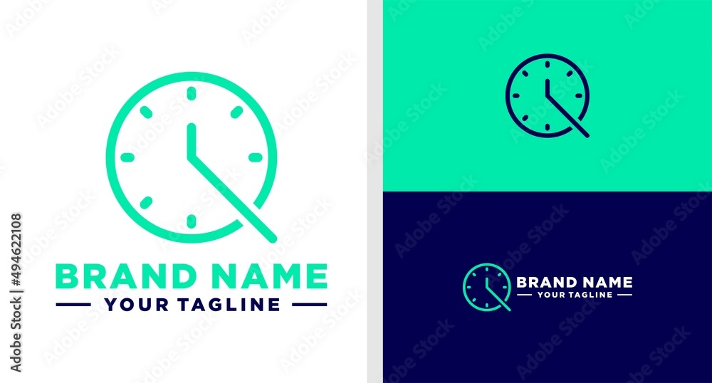 LETTER Q LOGO CLOCK LINE EDITABLE Stock Vector | Adobe Stock