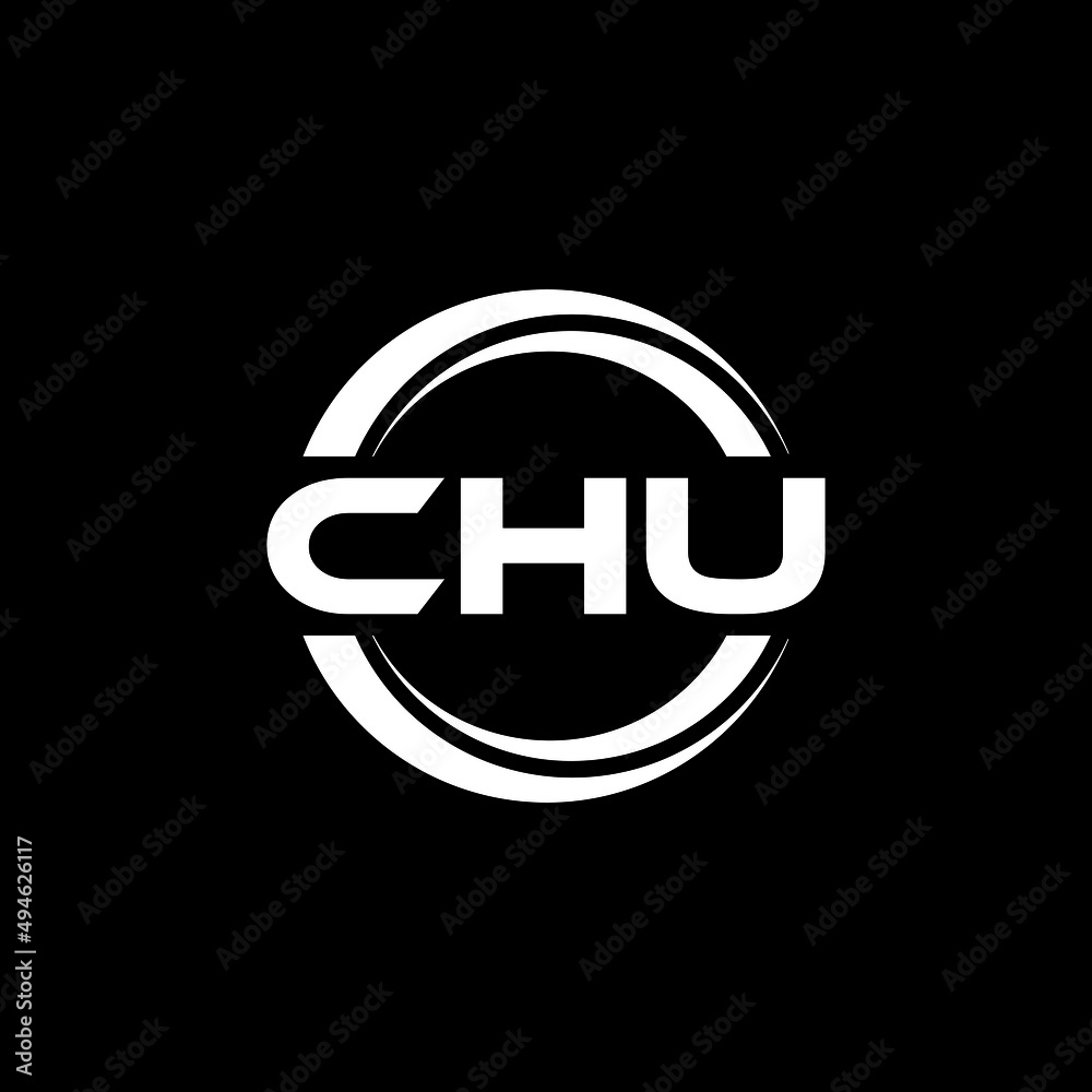 CHU letter logo design with black background in illustrator, vector ...