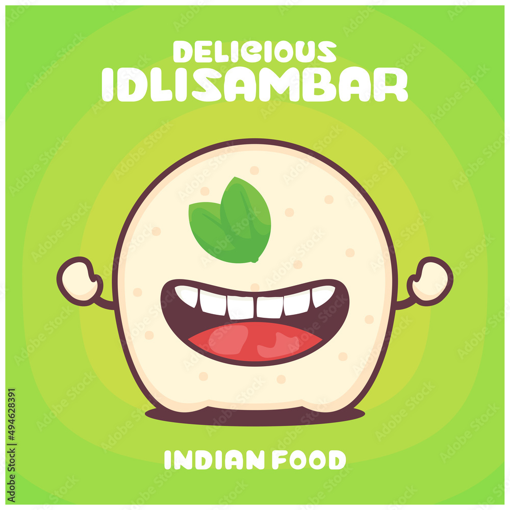 idli sambar cartoon. indian food vector illustration Stock Vector ...