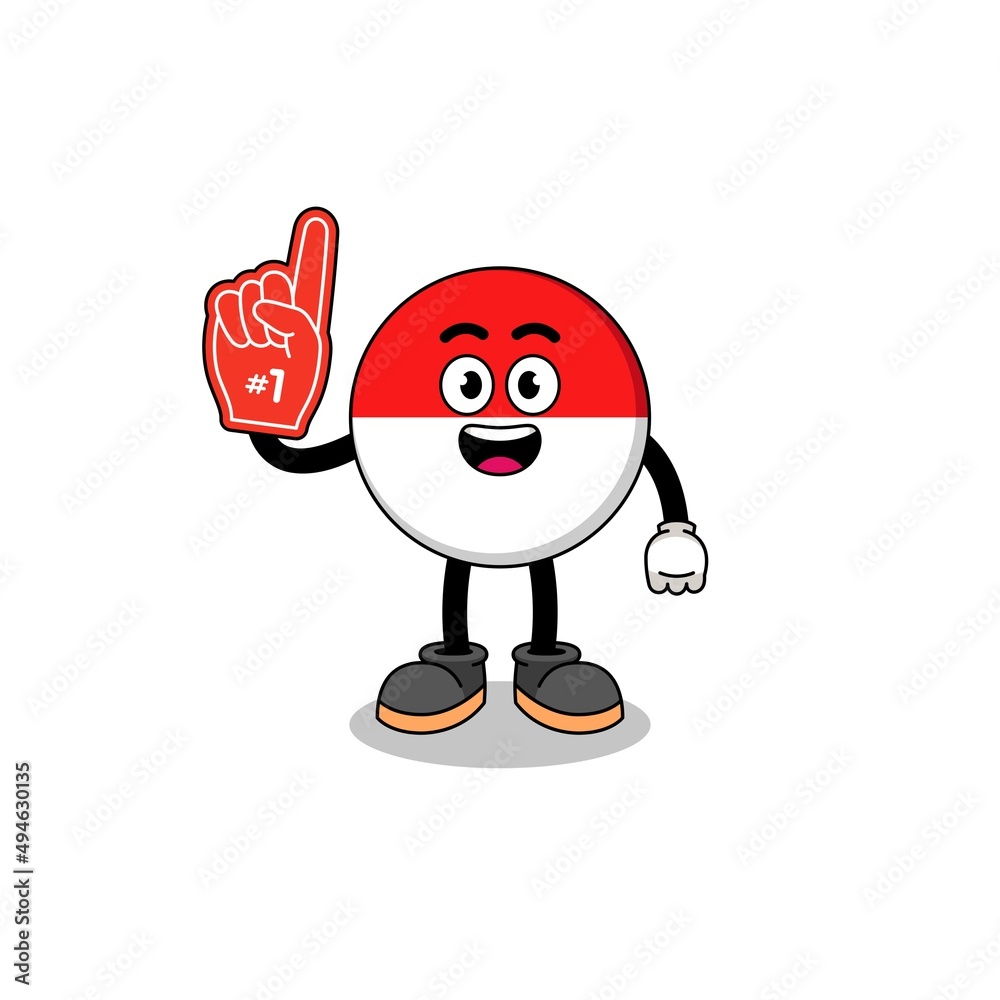 Cartoon mascot of indonesia flag number 1 fans Stock Vector | Adobe Stock