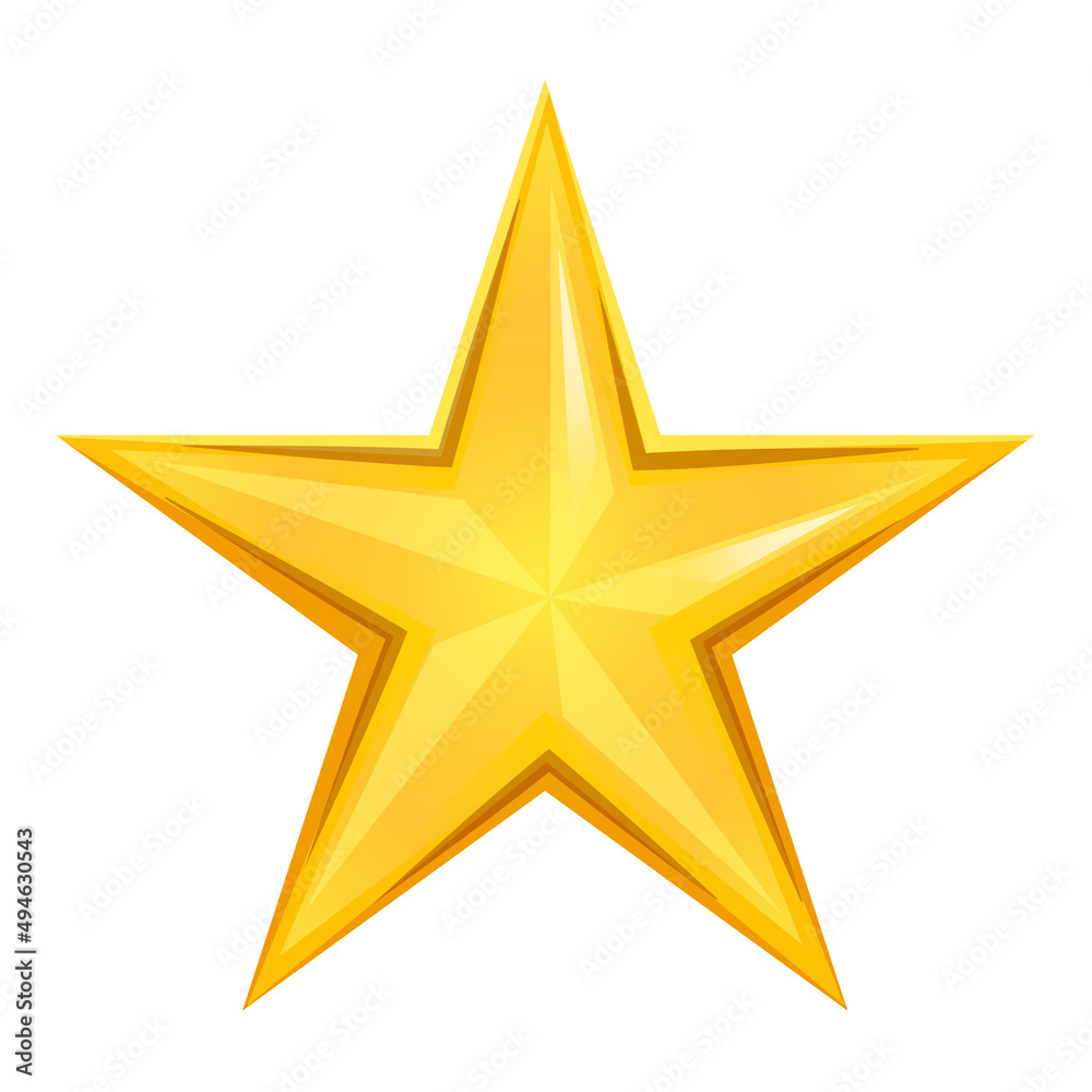 Cartoon icon with cartoon star. Yellow background. Ui design. Isolated ...