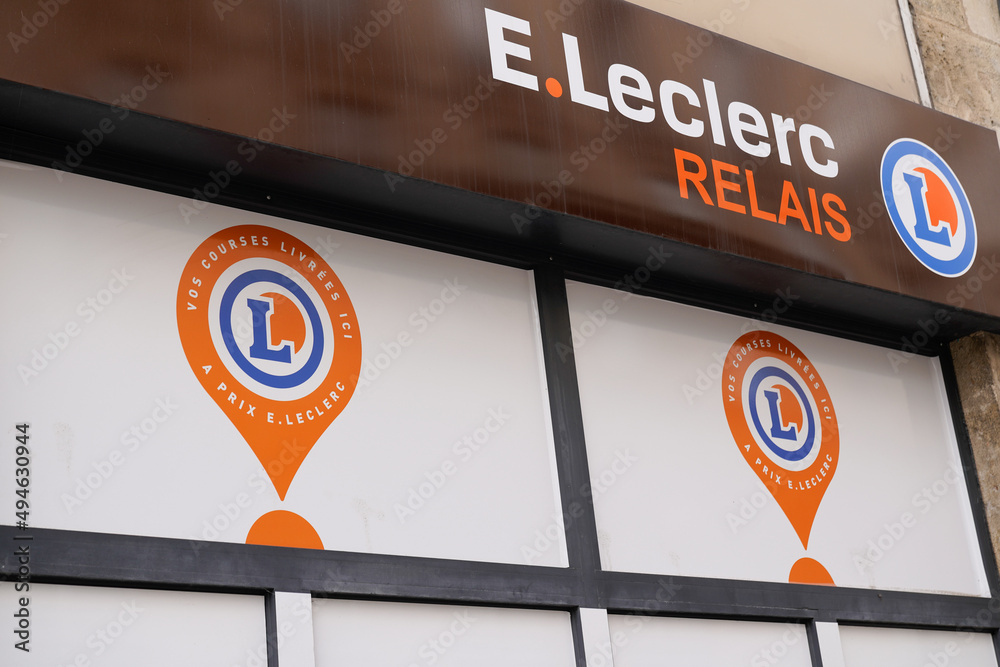 E.Leclerc round sign logo and text brand Company signboard store market ...