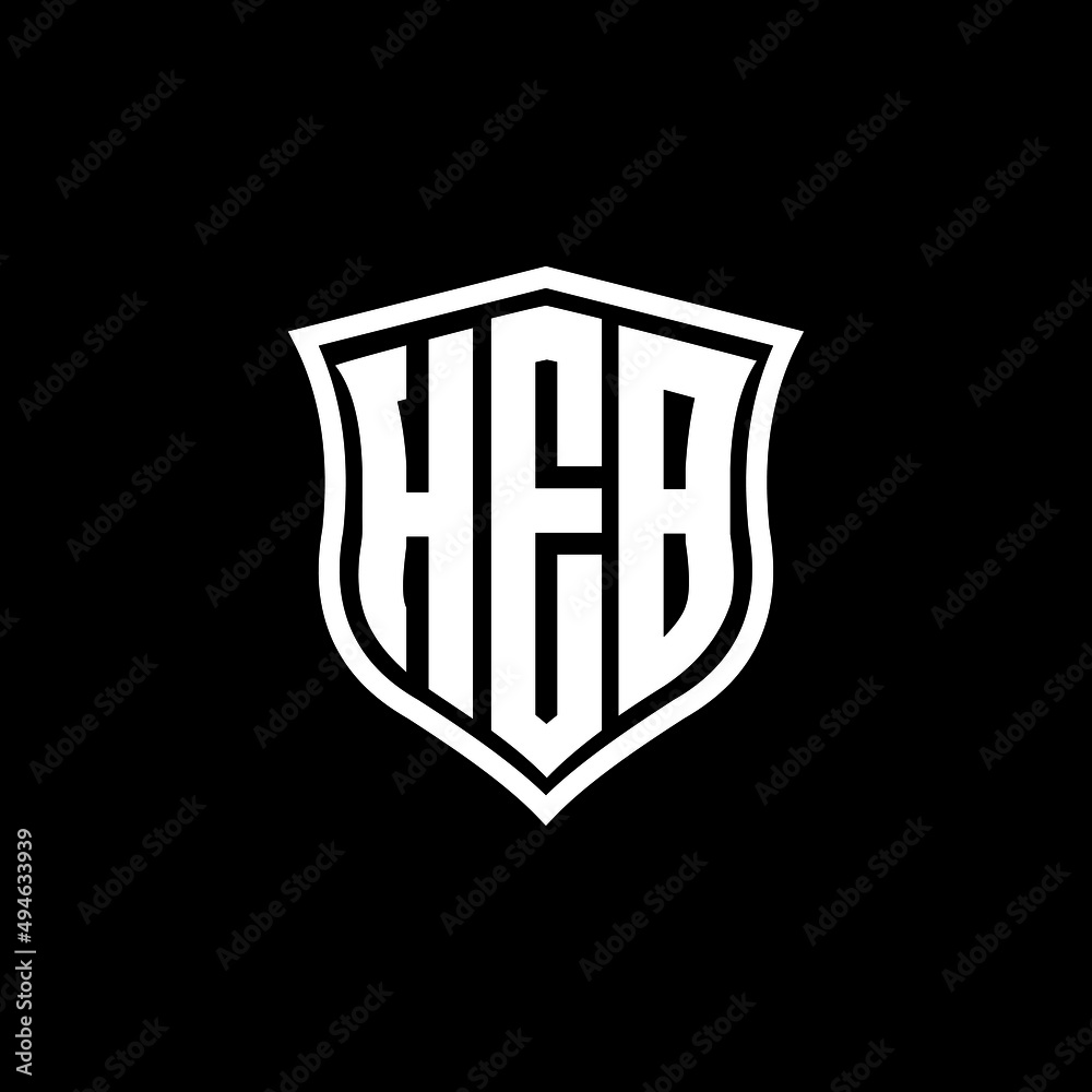 Vecteur Stock HEB letter logo design with black background in ...