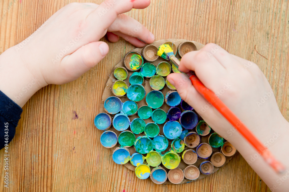 Painting of natural goods. Child's drawing with a brush on touch ...