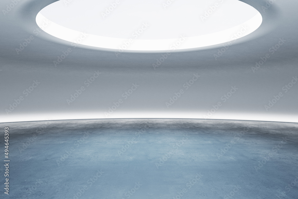 Bright space ship interior with light from above and mock up place on ...