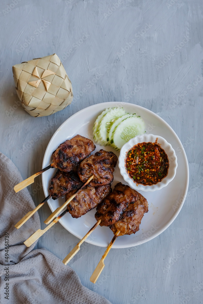 Popular Thai street food. Thai Style Grilled Pork Skewers aka Moo Ping ...