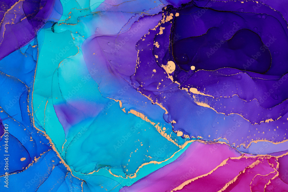 Currents of translucent hues, snaking metallic swirls, and foamy sprays ...