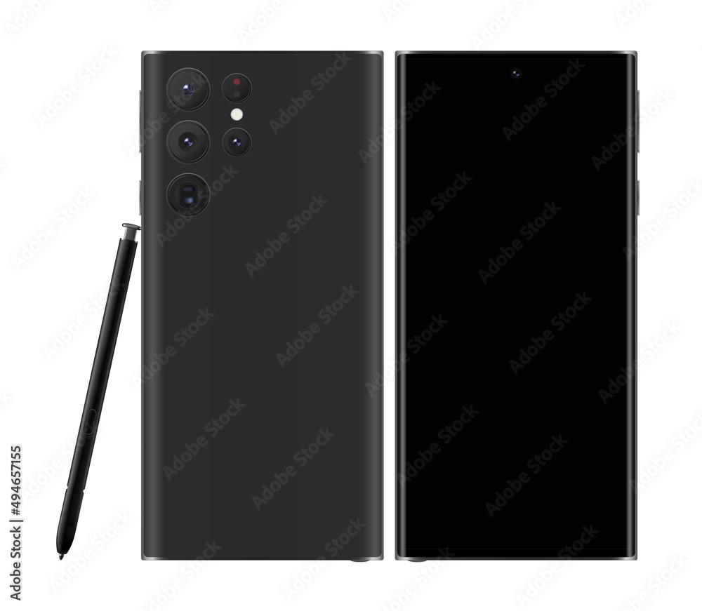 Vecteur Stock Samsung Galaxy S22 Ultra with front and back design and ...