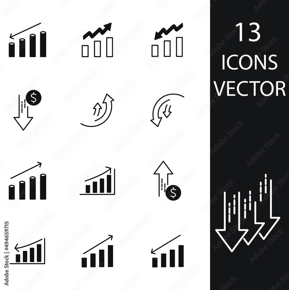 Increase and Decrease icons set . Increase and Decrease pack symbol vector elements for ...