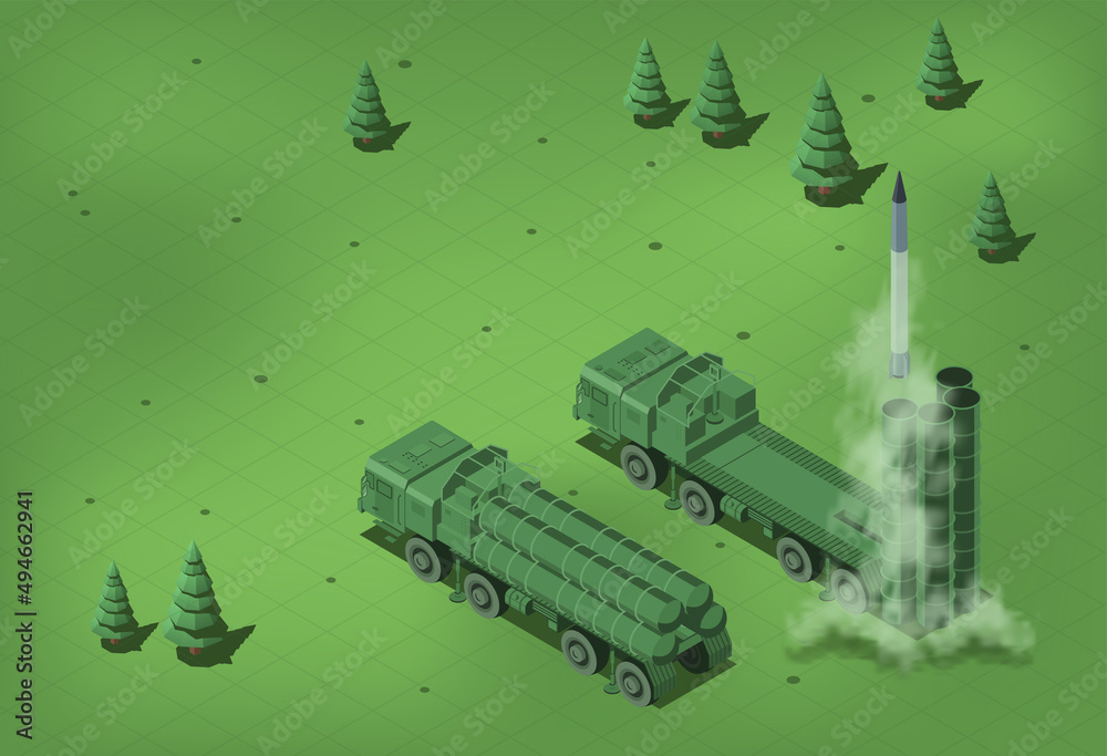 Isometric vector. Military exercises of the armed forces in the forest ...