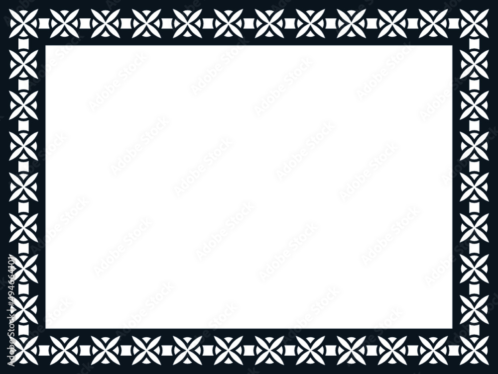 Ethnic style border frame. Vector frame isolated on white background ...