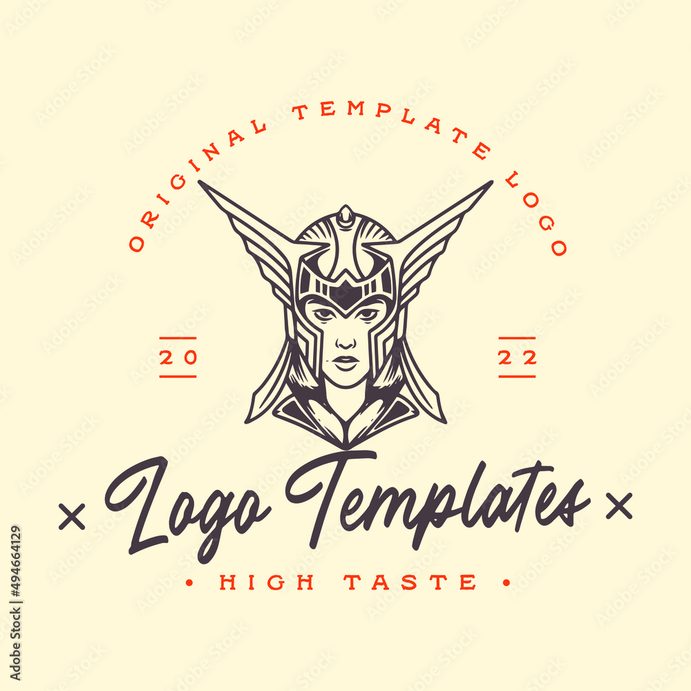 female fighter head character template logo. vector Stock Vector ...