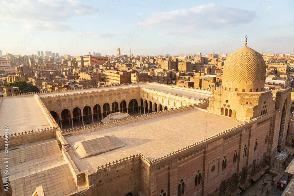Cairo, Egypt - January 2022: Panoramic city view on the medieval mosque ...