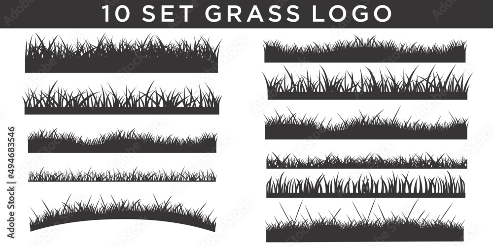Vector grass illustration: natural, organic, bio, eco label and shape ...