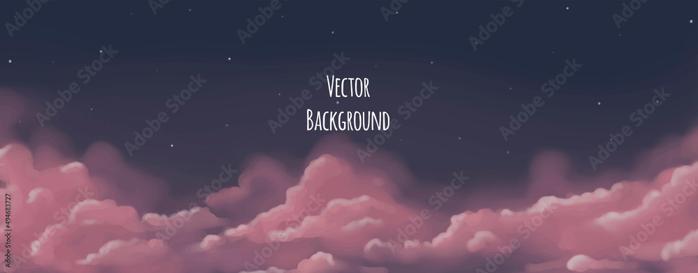 Horizontal sky background with pink clouds. Vector illustration. Stock ...