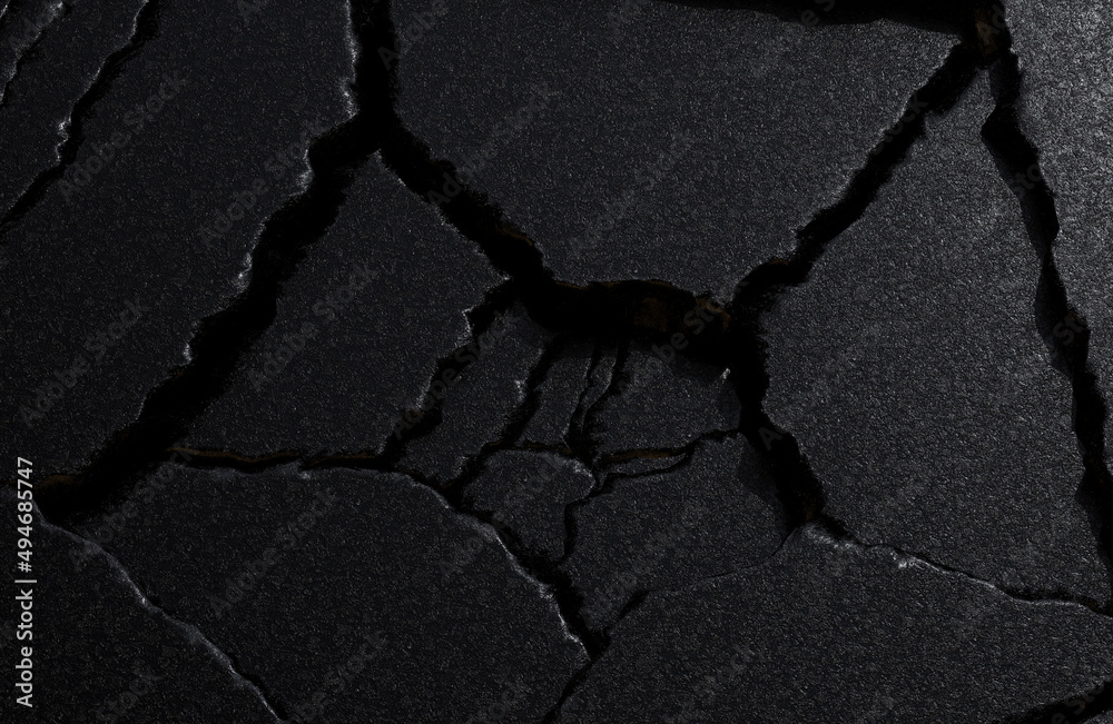hole in the ground cracked broken ground asphalt rock background impact ...