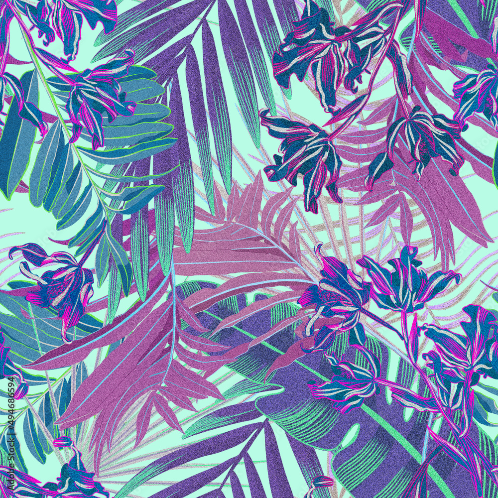 Very Per colors seamless tropical patterns stylish bright ultraviolet ...