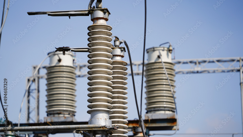 Electrical substation - electrical installation. Reception, conversion ...