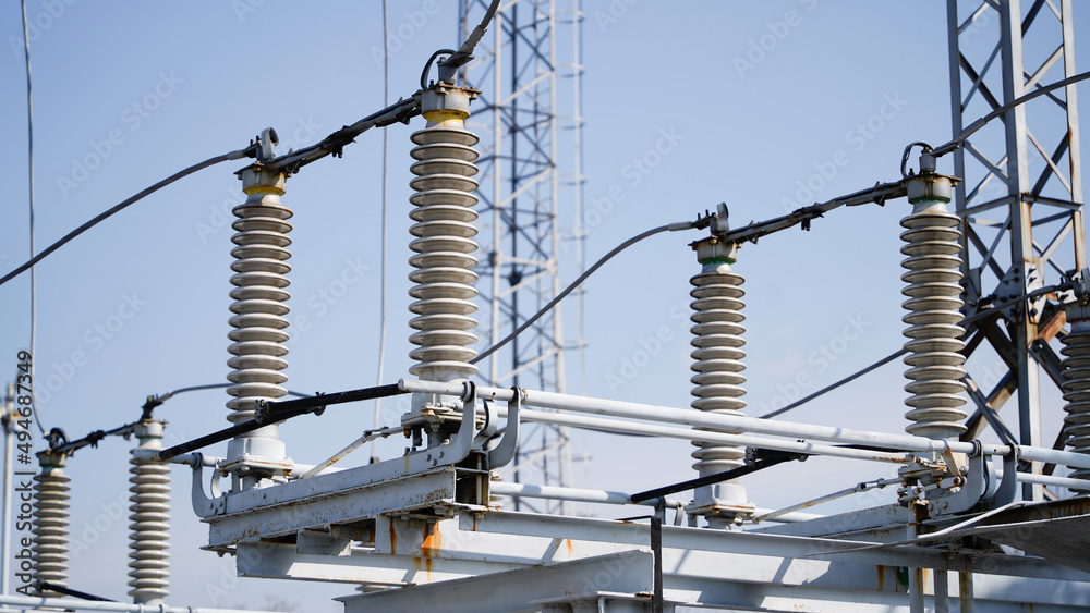 Electrical substation - electrical installation. Reception, conversion ...