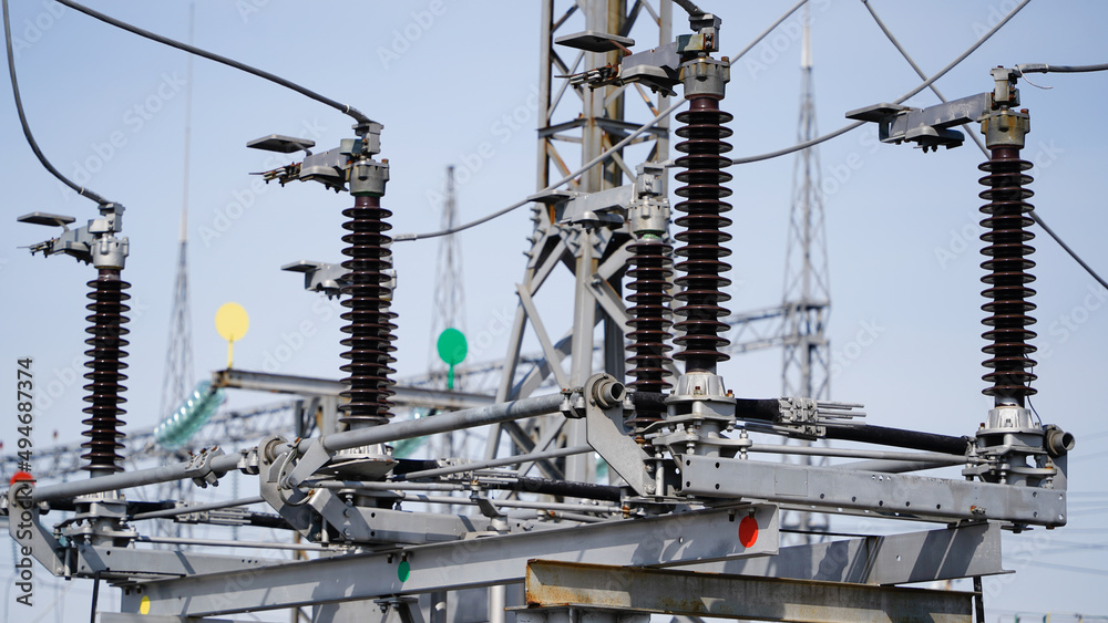 Electrical substation - electrical installation. Reception, conversion ...