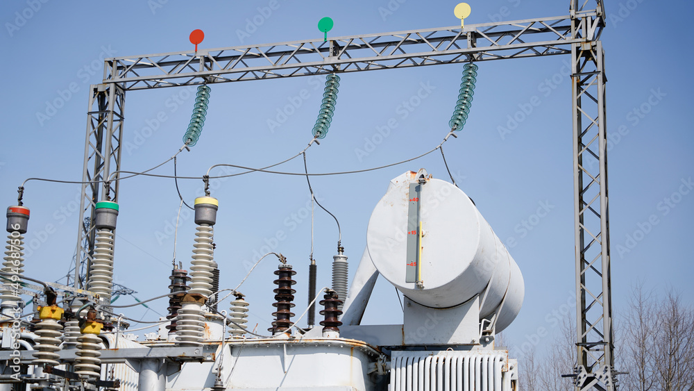 Electrical substation - electrical installation. Reception, conversion ...