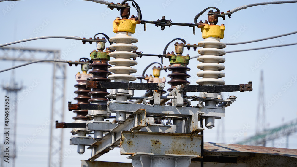 Electrical substation - electrical installation. Reception, conversion ...