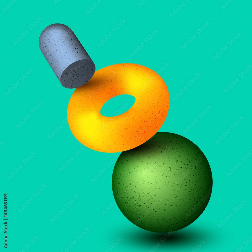 3D geometric shapes. Vector illustration of a set of three-dimensional ...
