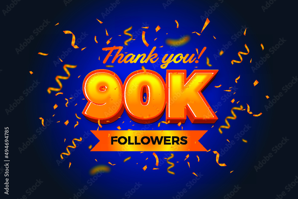 Thank you 90K follower, social media template design, 3d typography ...
