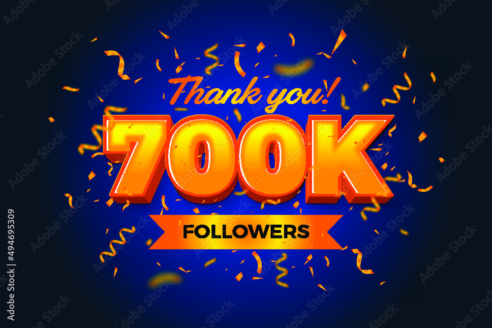 Thank you 700K follower, social media template design, 3d typography ...