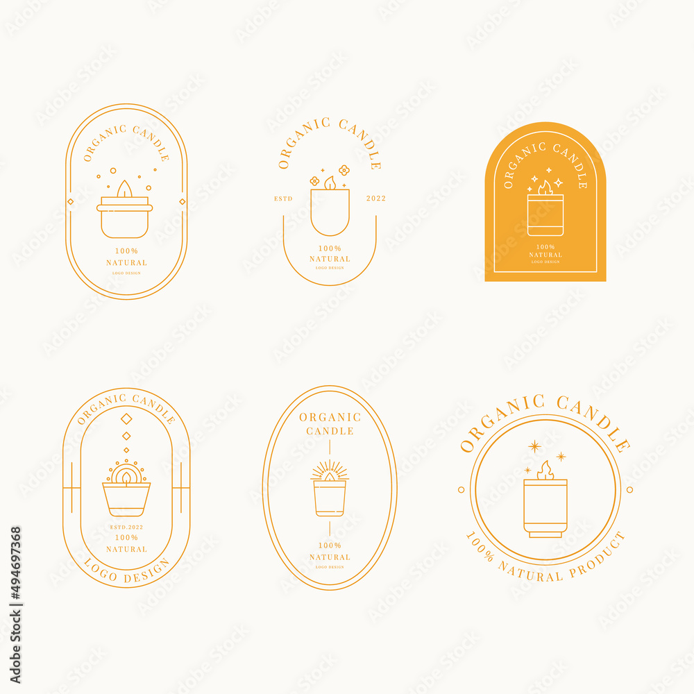 Candles logo template. Aroma candle logo. Vector design linear template ...