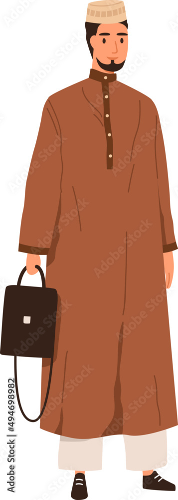 Muslim Man in Traditional Arab Clothes Cartoon Illustration Stock ...