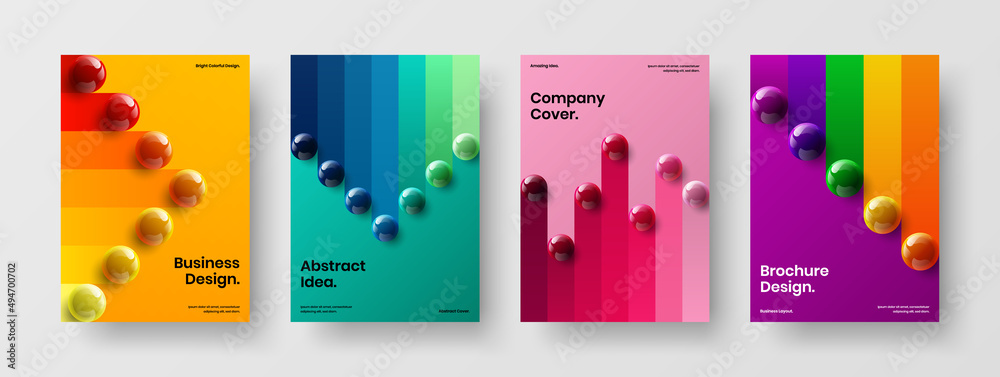 Bright front page design vector template bundle. Multicolored realistic ...