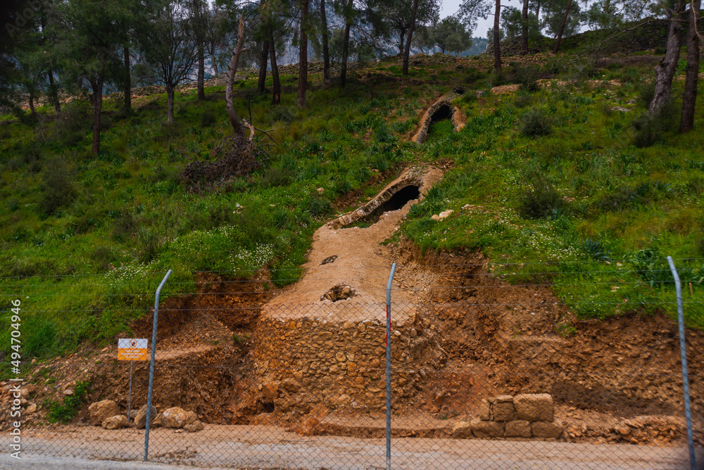 AKYAKA, MUGLA, TURKEY: Ruins and excavations of an ancient fortress in ...