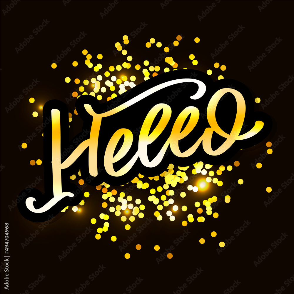 Hello in hand drawn style. Hello world. Lettering design concept. White ...