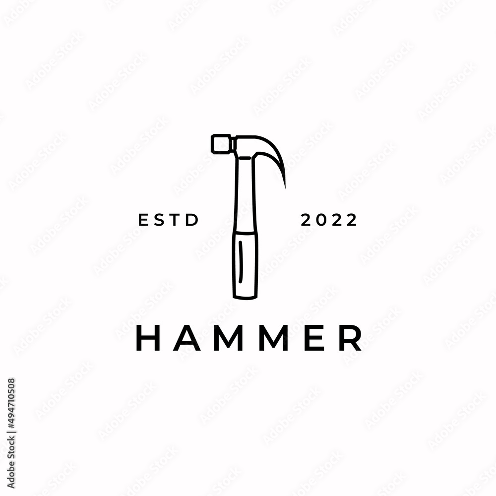 line art logo hammer simple illustration Stock Vector | Adobe Stock