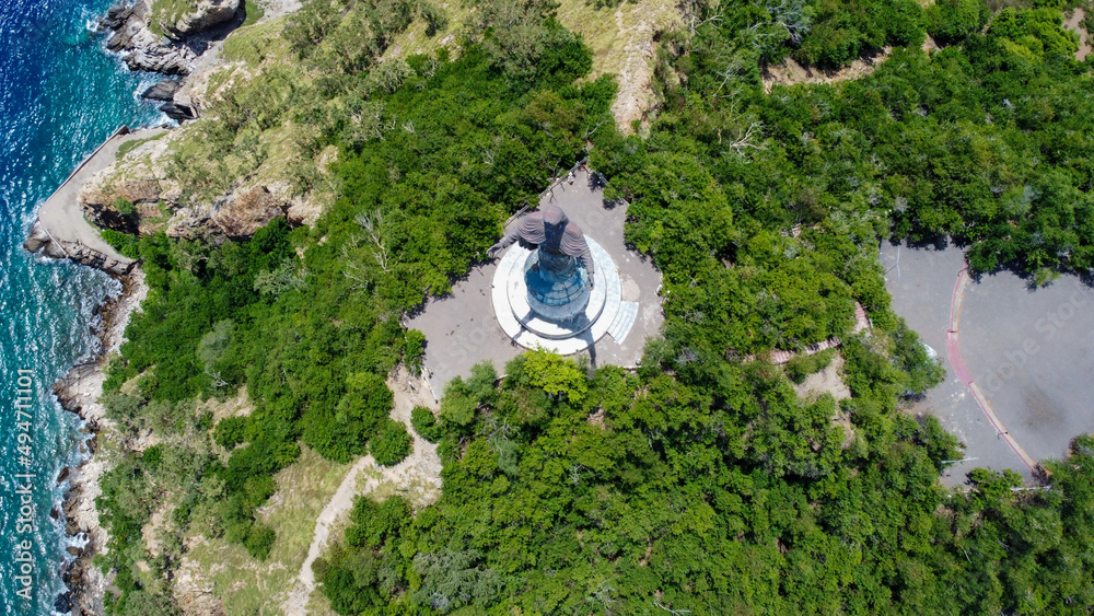 A birds eye view of the popular Cristo Rei of Dili statue of Jesus ...