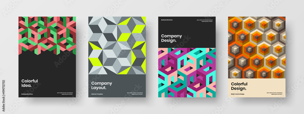 Multicolored flyer design vector concept bundle. Clean geometric ...