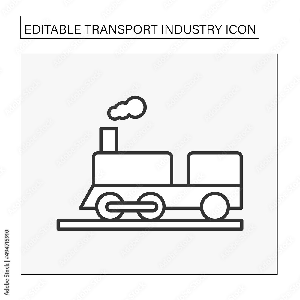 Railway transport line icon. Train transfer passengers and goods on ...