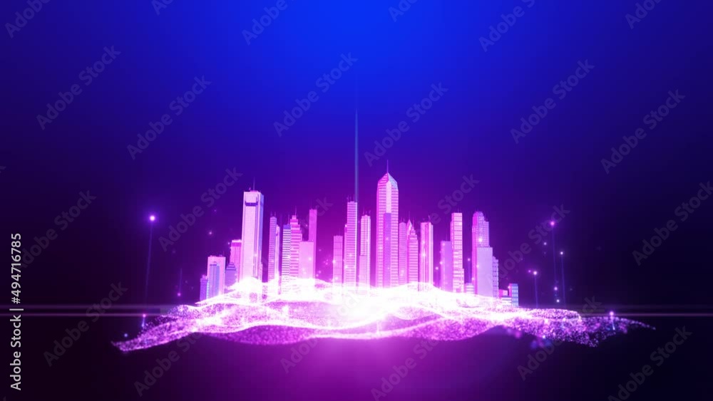 Futuristic digital city skyline. Big data, Artificial intelligence ...