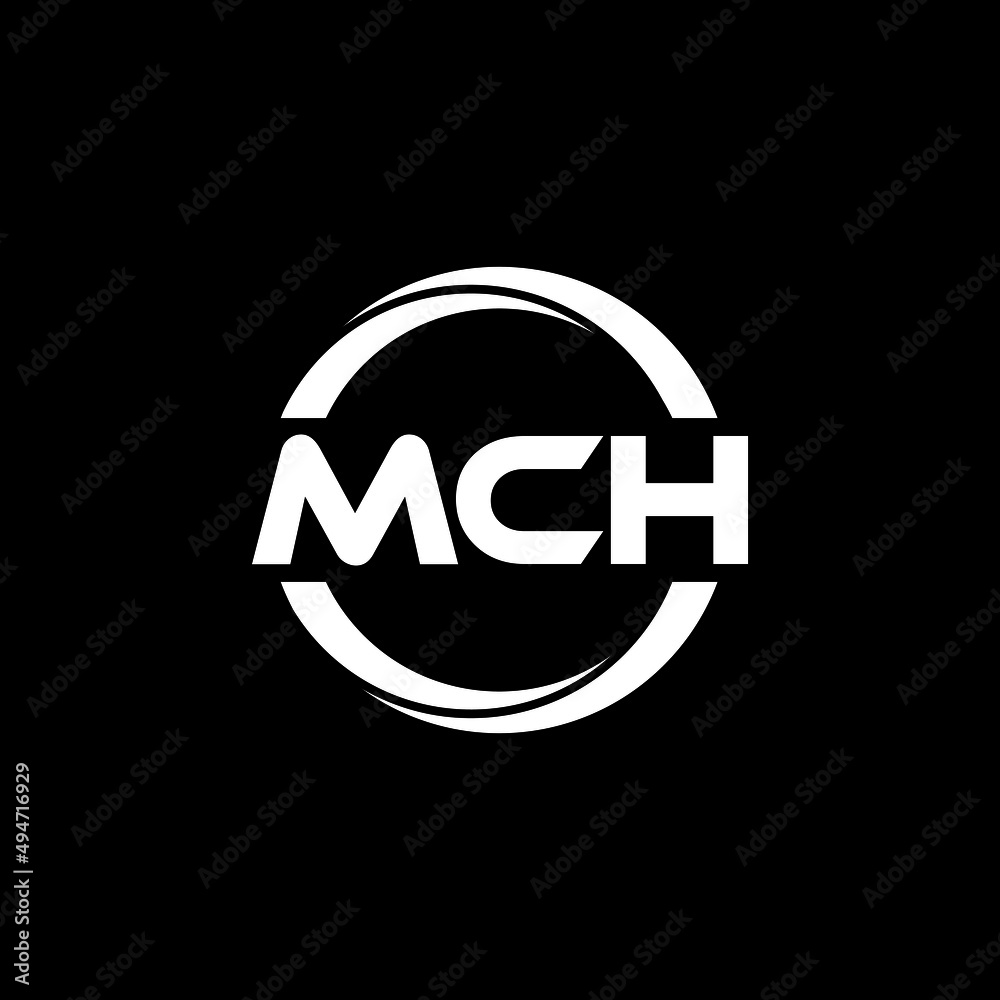 MCH letter logo design with black background in illustrator, vector ...