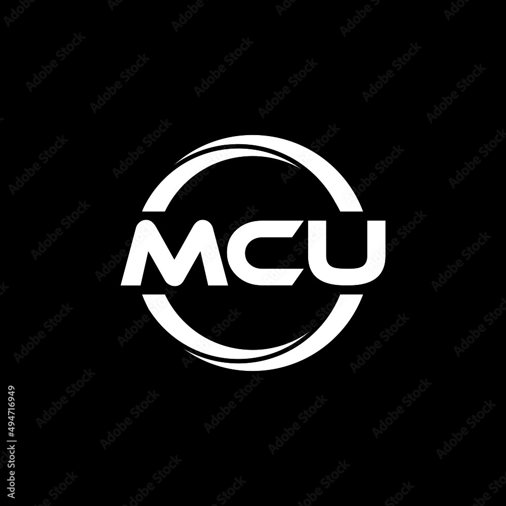MCU letter logo design with black background in illustrator, vector ...