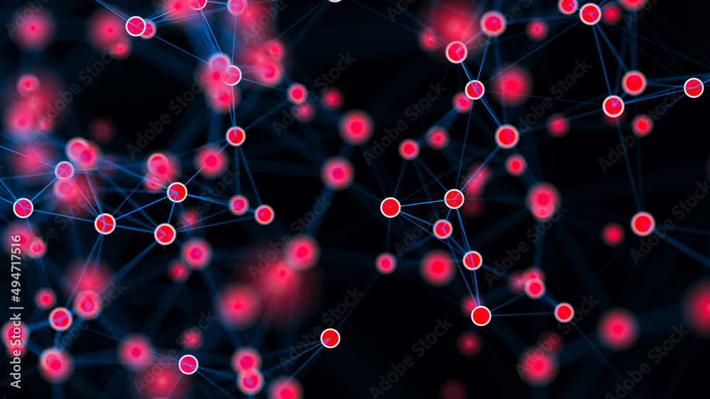 Abstract Plexus Structure Of Many Glowing Lines And Particles Network Connection Structure