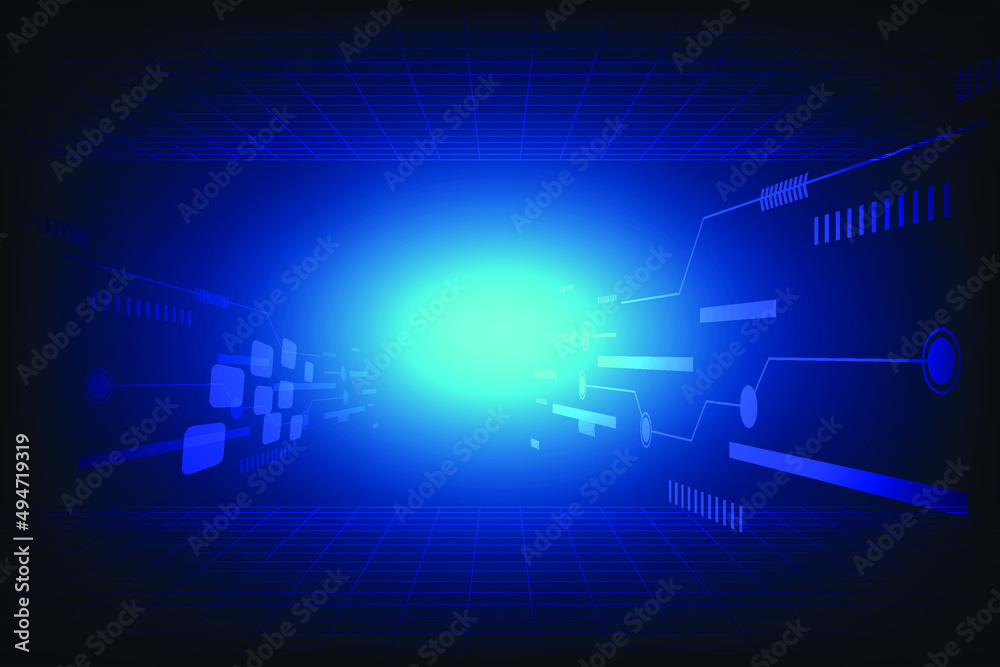 Blue cyber technology background in concept of innovation and ...