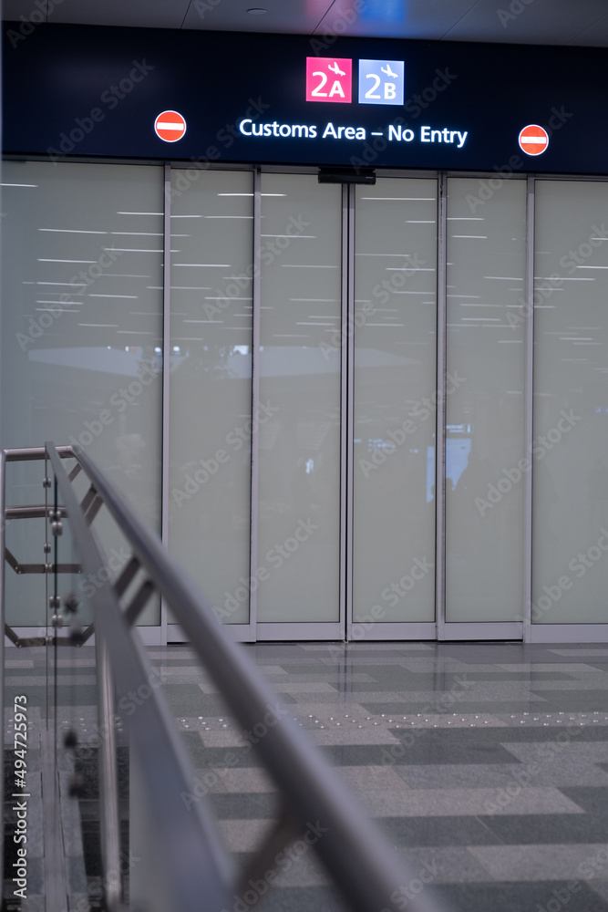 Customs area at the airport. No entry, no access, security area Stock ...