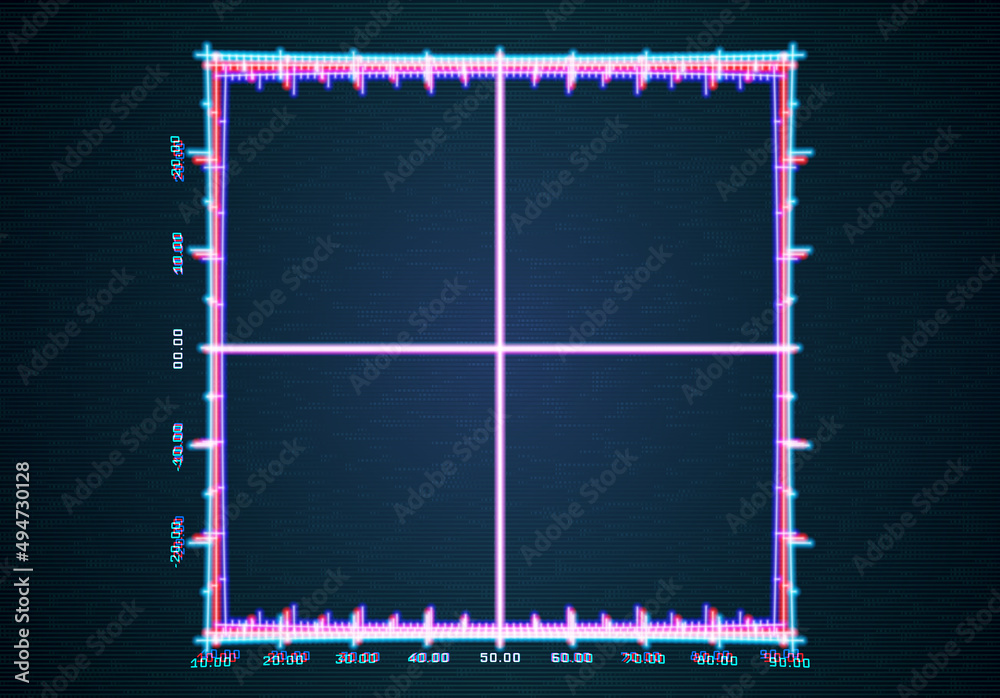 Neon interface background with grid and ruler. Abstract technology ...