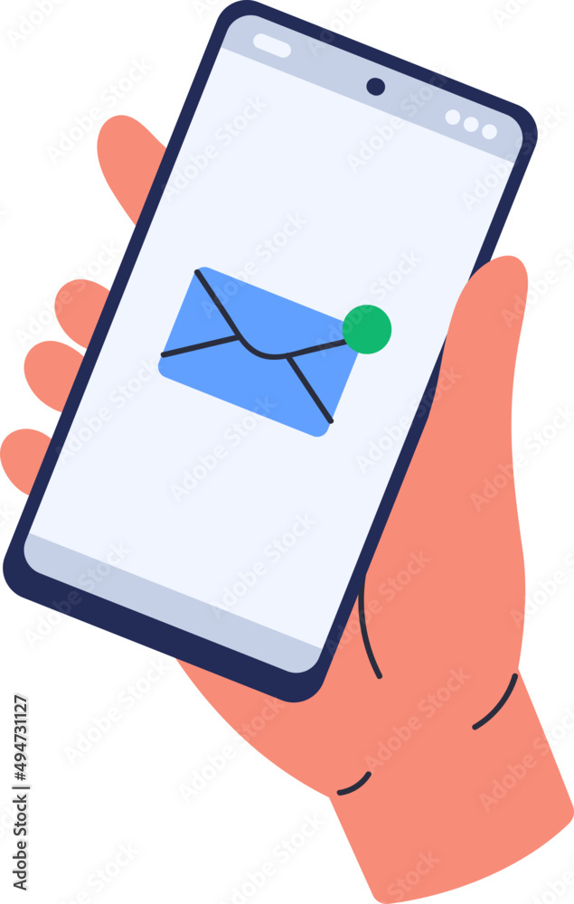 Hand Holding Phone with Message Icon Cartoon Illustration Stock Vector ...