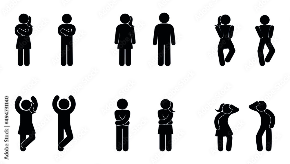 man and woman icons, collection of human silhouettes, gender equality ...