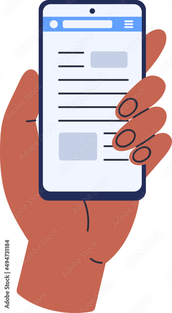 Hand Showing Phone Screen Cartoon Illustration Stock Vector | Adobe Stock