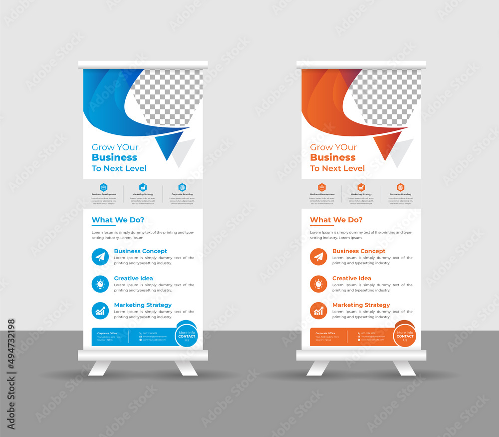 Business Roll up banner stand template design, modern portable stands ...