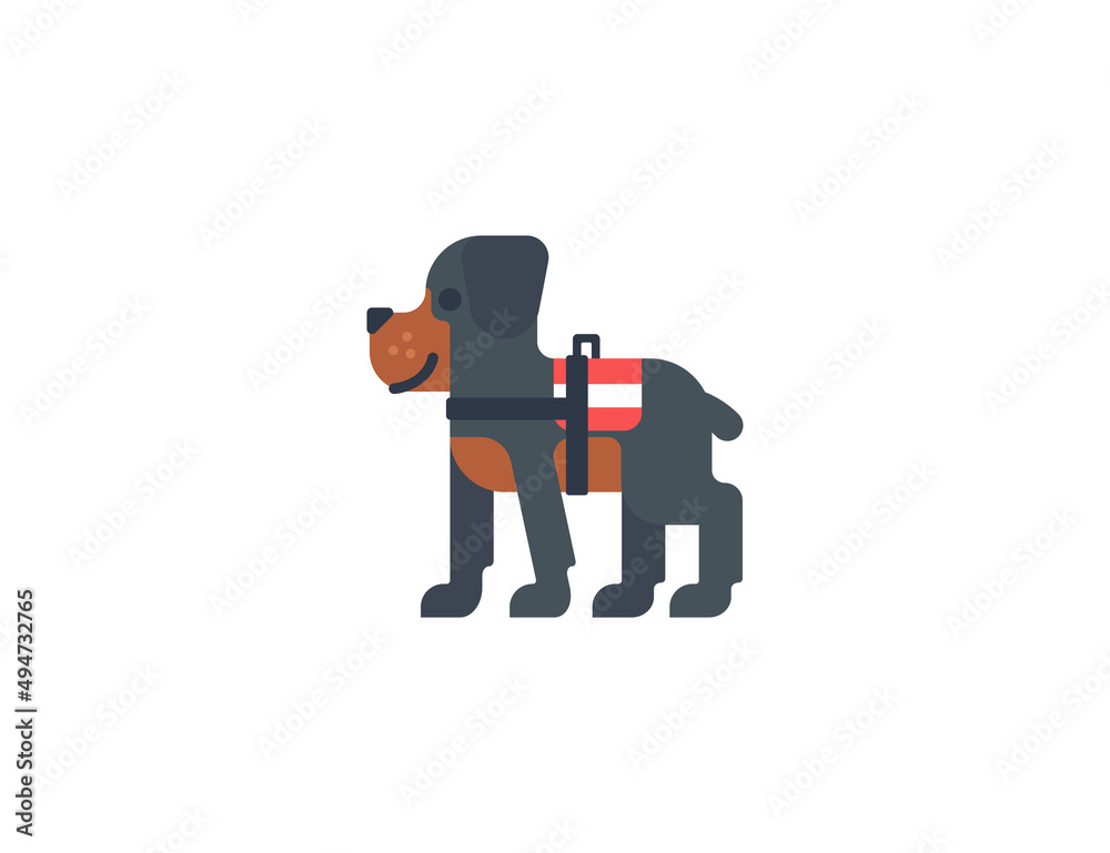 Service dog vector flat emoticon. Isolated Service dog emoji ...